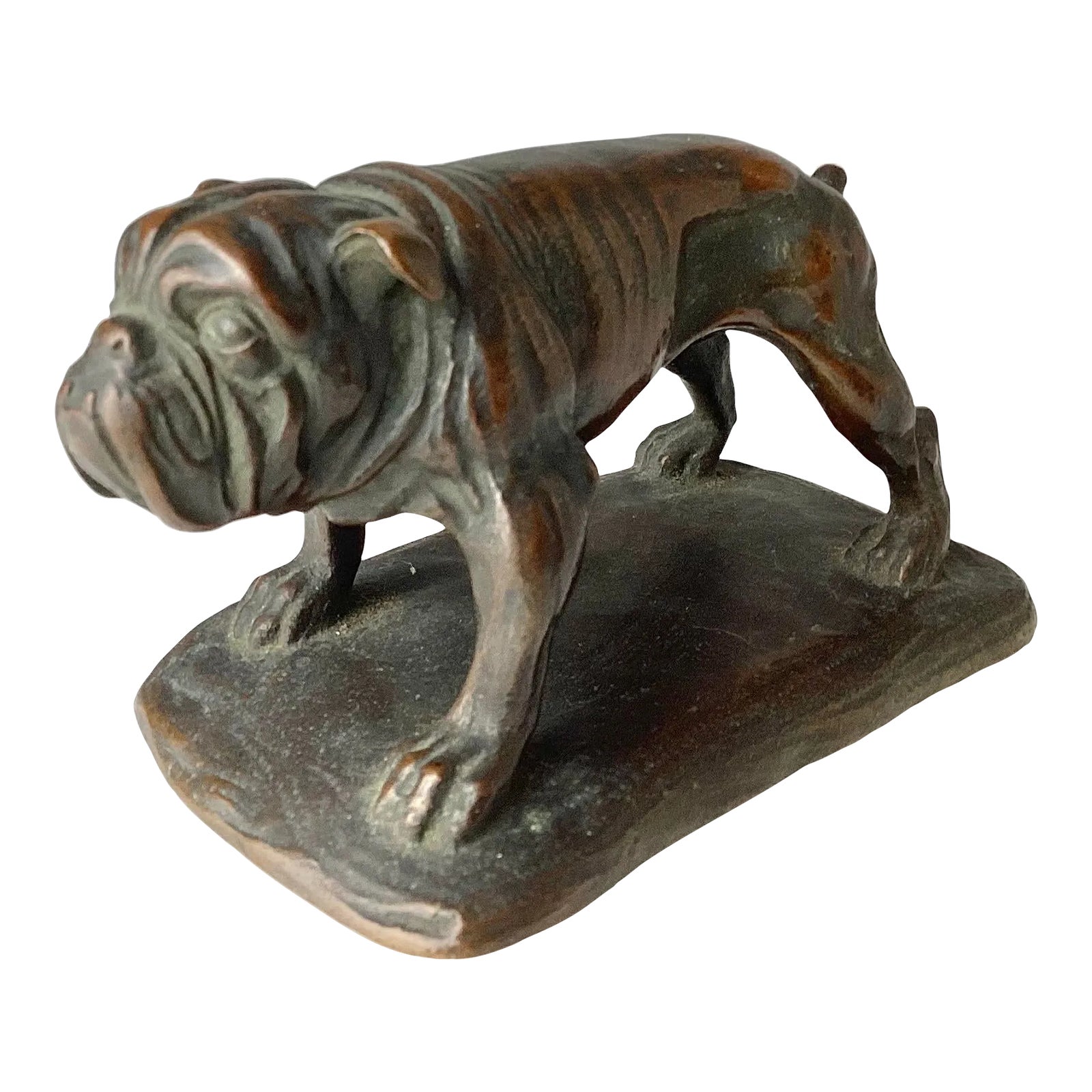 Vintage Bronze English Bulldog Figurine | Chairish