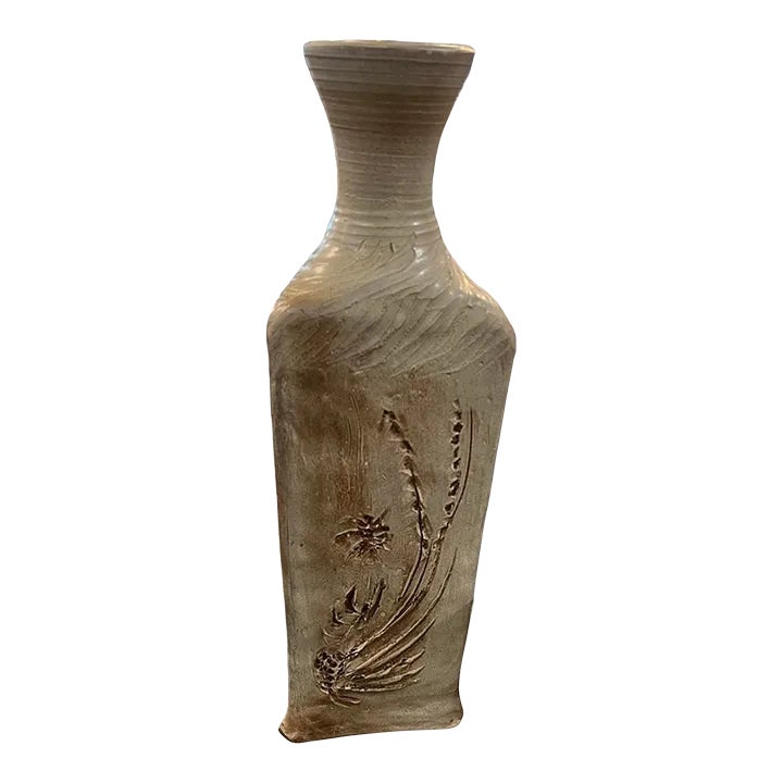 Mid-Century Art Fossil Infuse Pottery Vase | Chairish