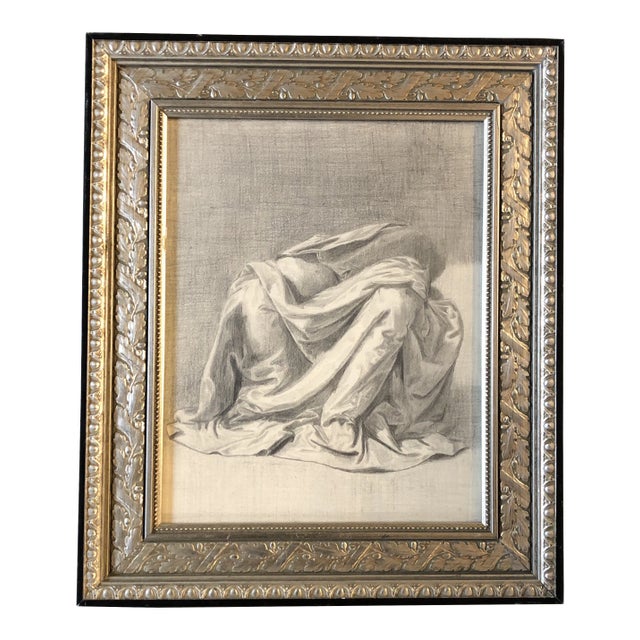Original Classical Drapery Study Drawing After Leonardo Da Vinci Ornate ...