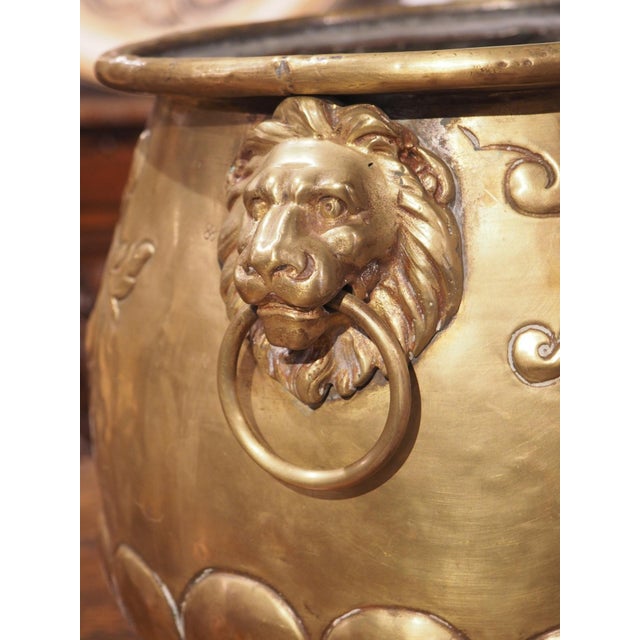 19th Century French Brass Repousse Cachepot With Coats of Arms and ...