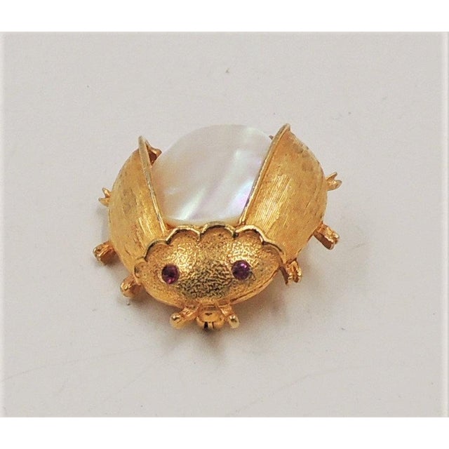 Vintage 1970s Napier Mother-of-Pearl Bug Brooch | Chairish