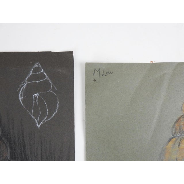 Antique Circa 1910 Shell Pastel Drawings - a Pair | Chairish