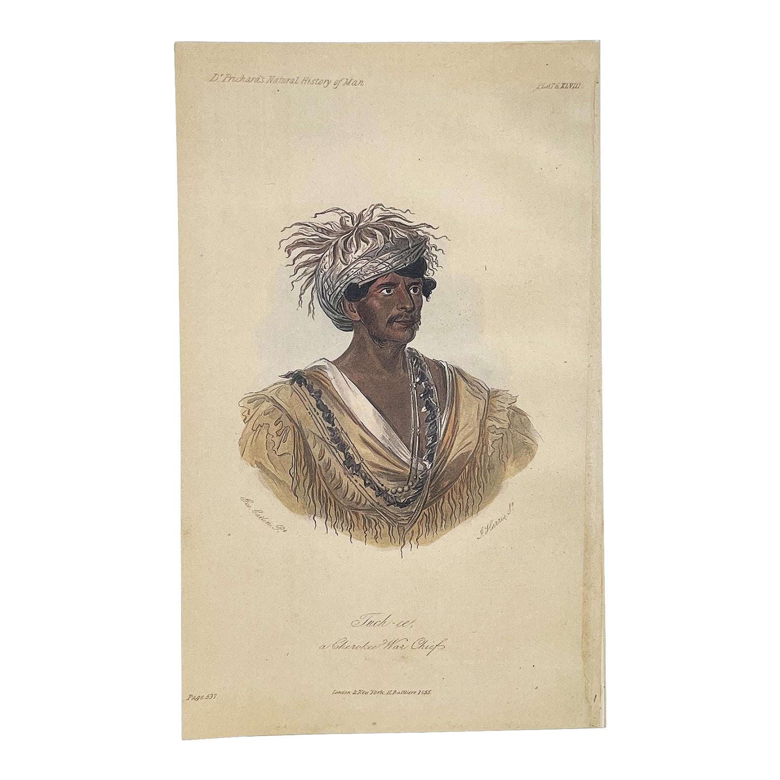 Reproduction Print “Tuch-Ee, a Cherokee War Chief” by S. Howitt, 1855 ...