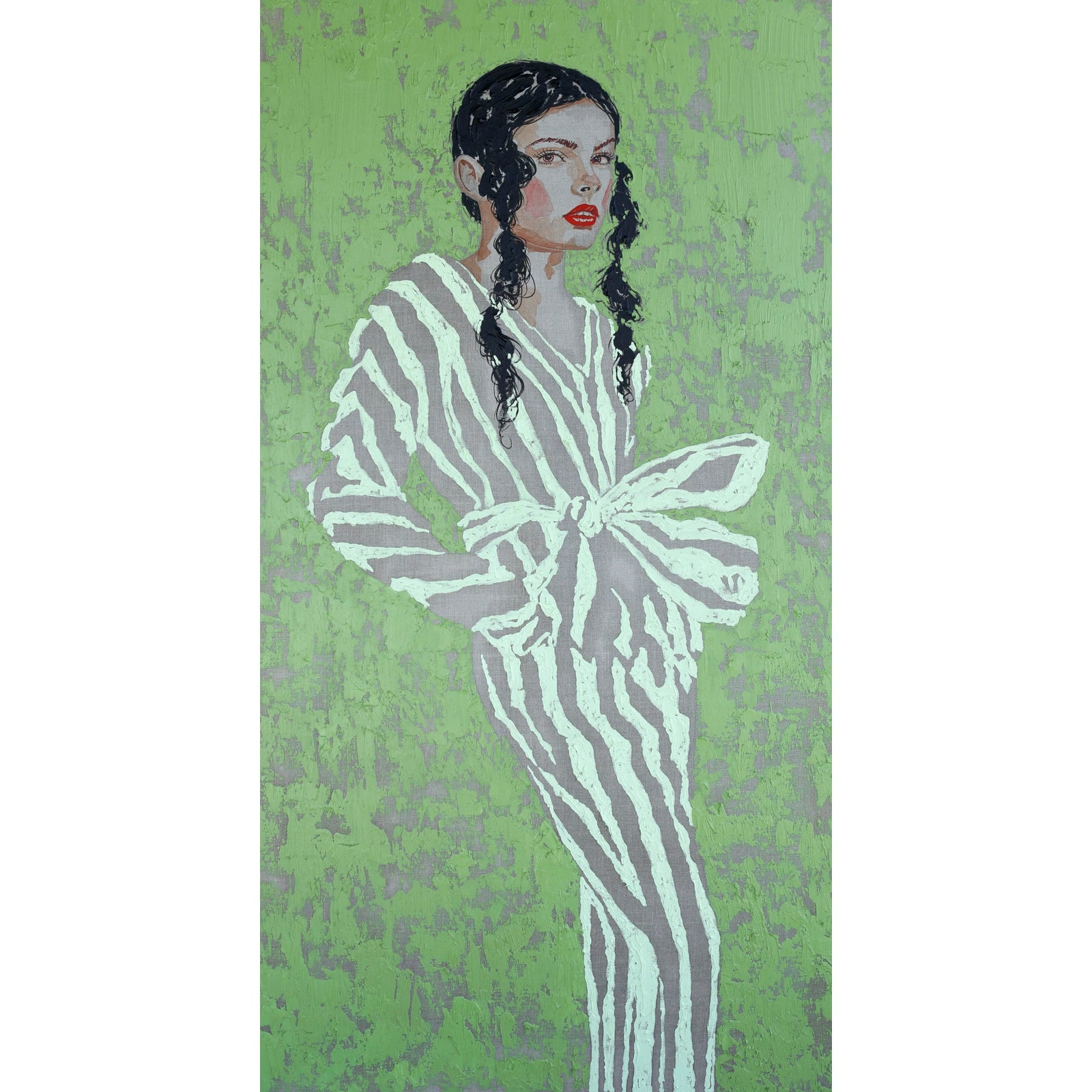 "Green Fashion" Contemporary Original Expressionist Figurative Painting ...