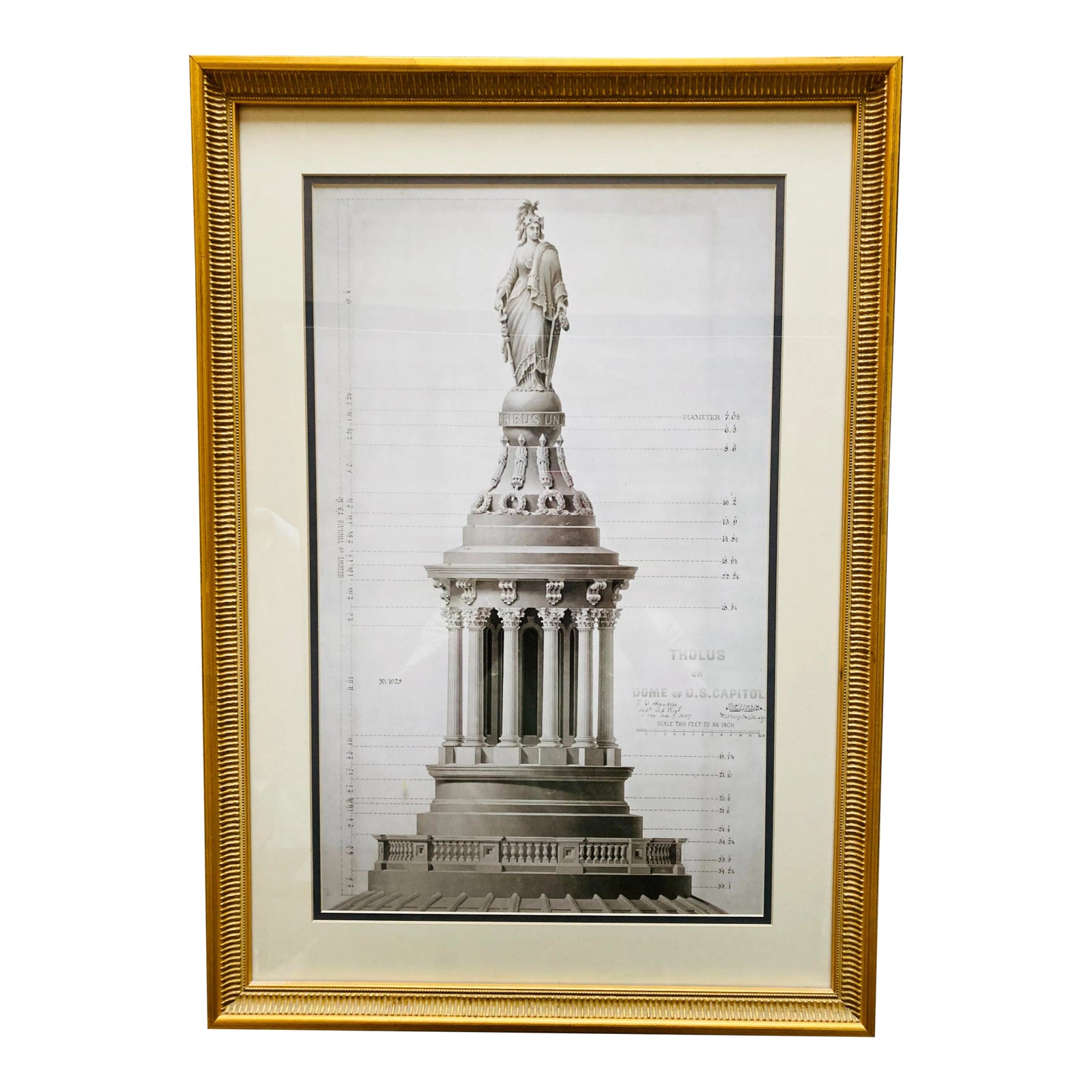 Early 20th Century Tholus on the Dome of the U.S. Capitol Print, Framed ...