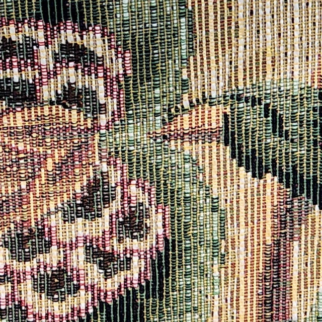 Vintage Woven English Botanical Curved Wingback Chair | Chairish