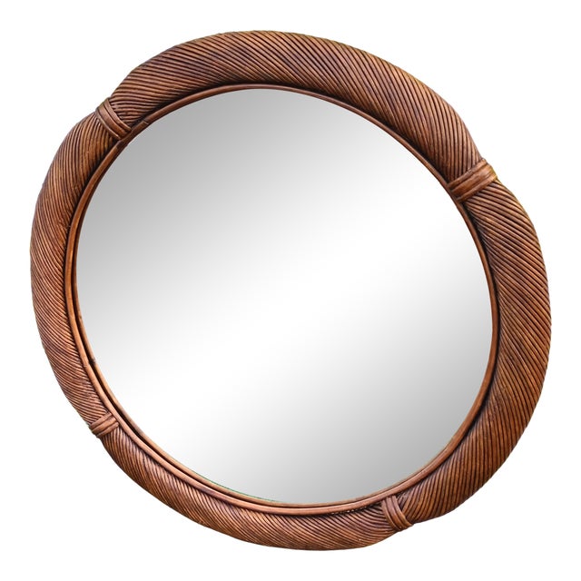 Vintage Large Dark Stained Pencil Reed British Colonial Topical Round ...