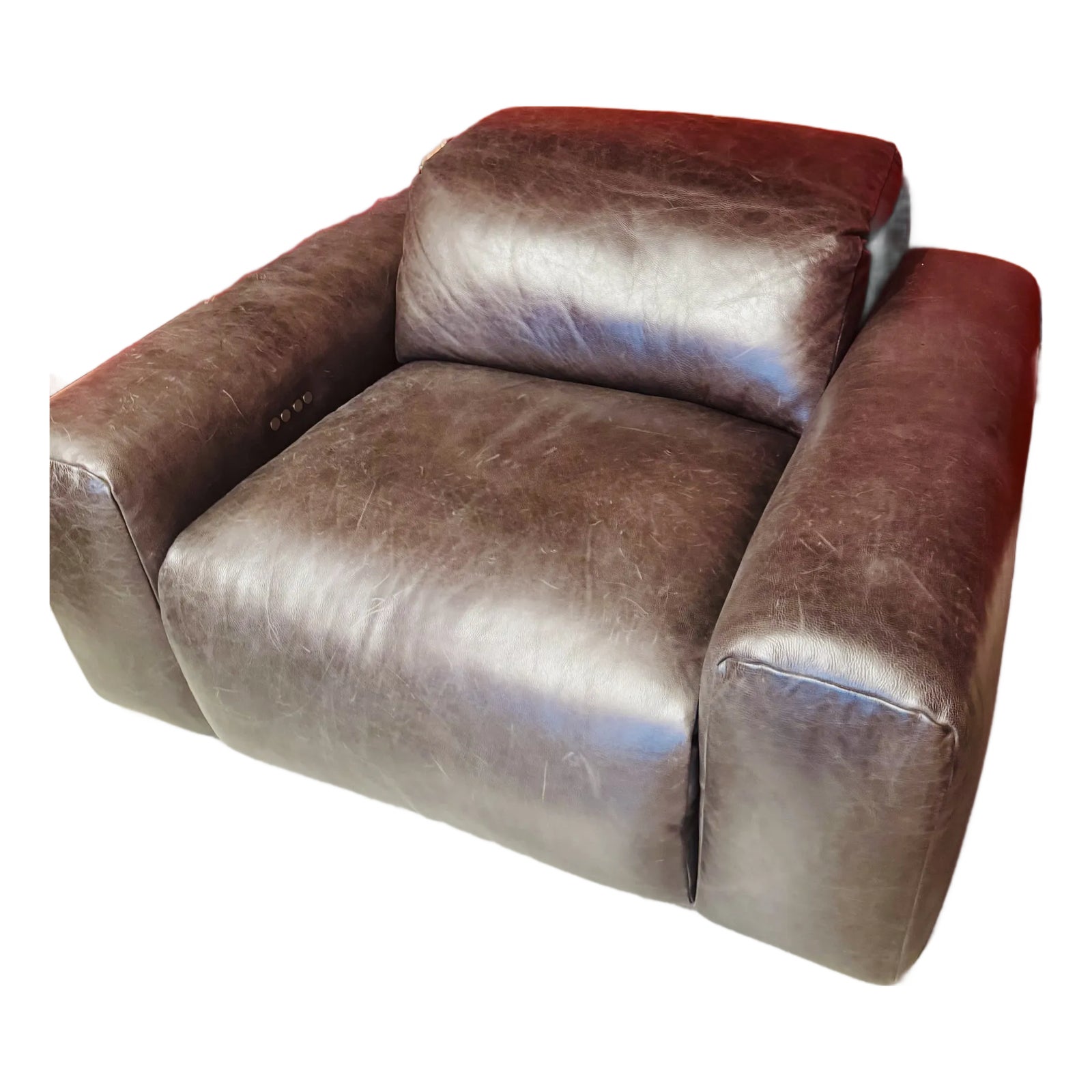 Timothy Oulton Power Reclining Leather Lounge Chair | Chairish