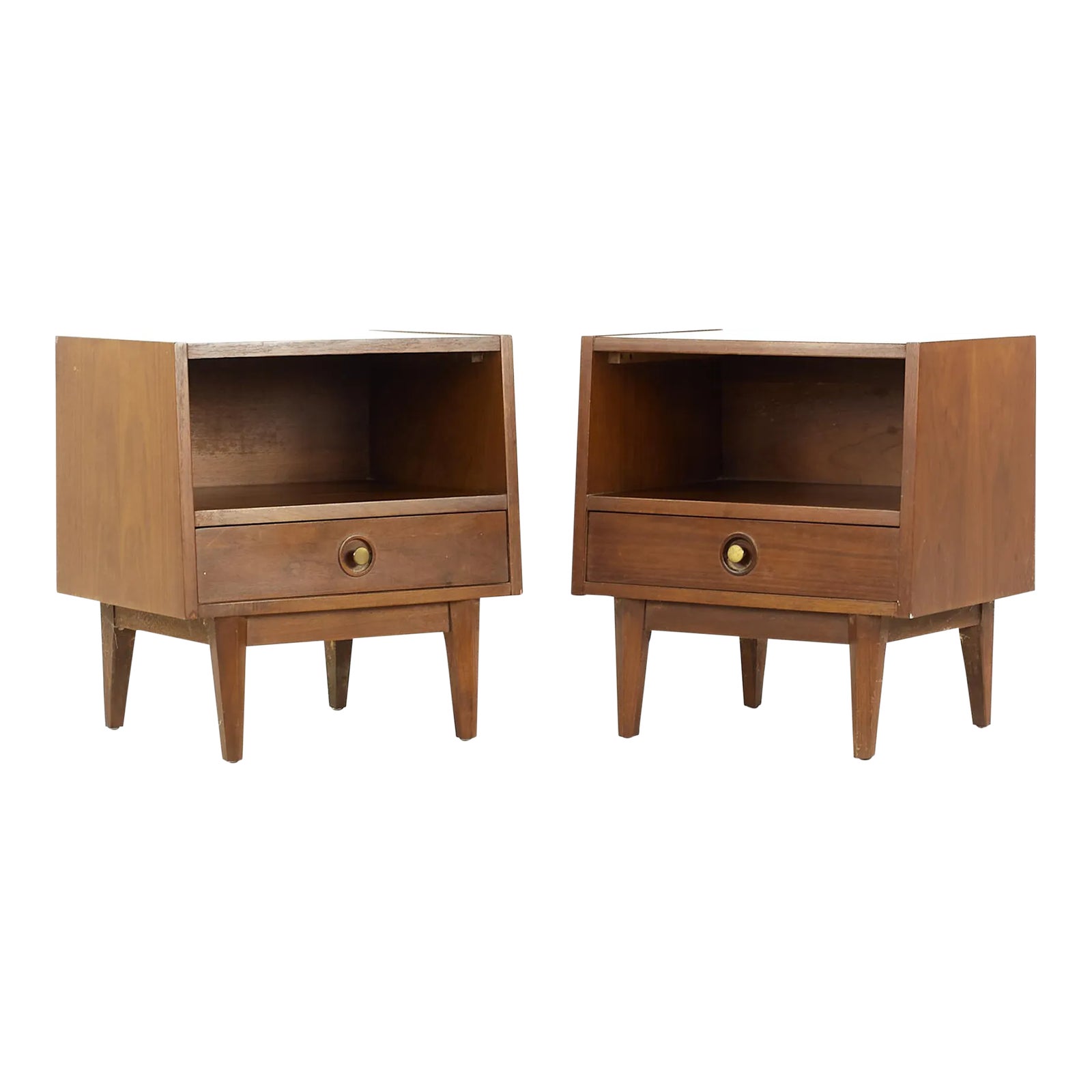 Albert Parvin for American of Martinsville Mid Century Walnut and Brass ...