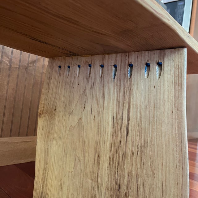 Live Edge Elegant Spalted Maple Wood Bench | Chairish