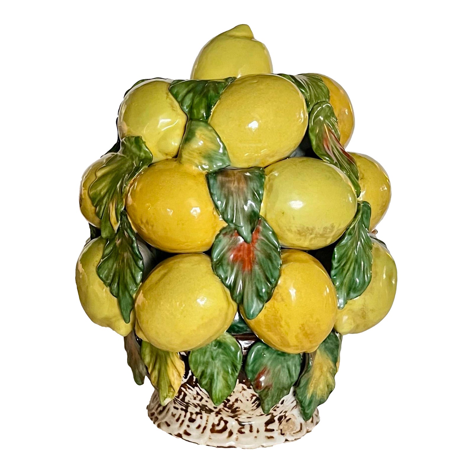 Mid Century Italian Majolica Lemons Topiary Centerpiece | Chairish