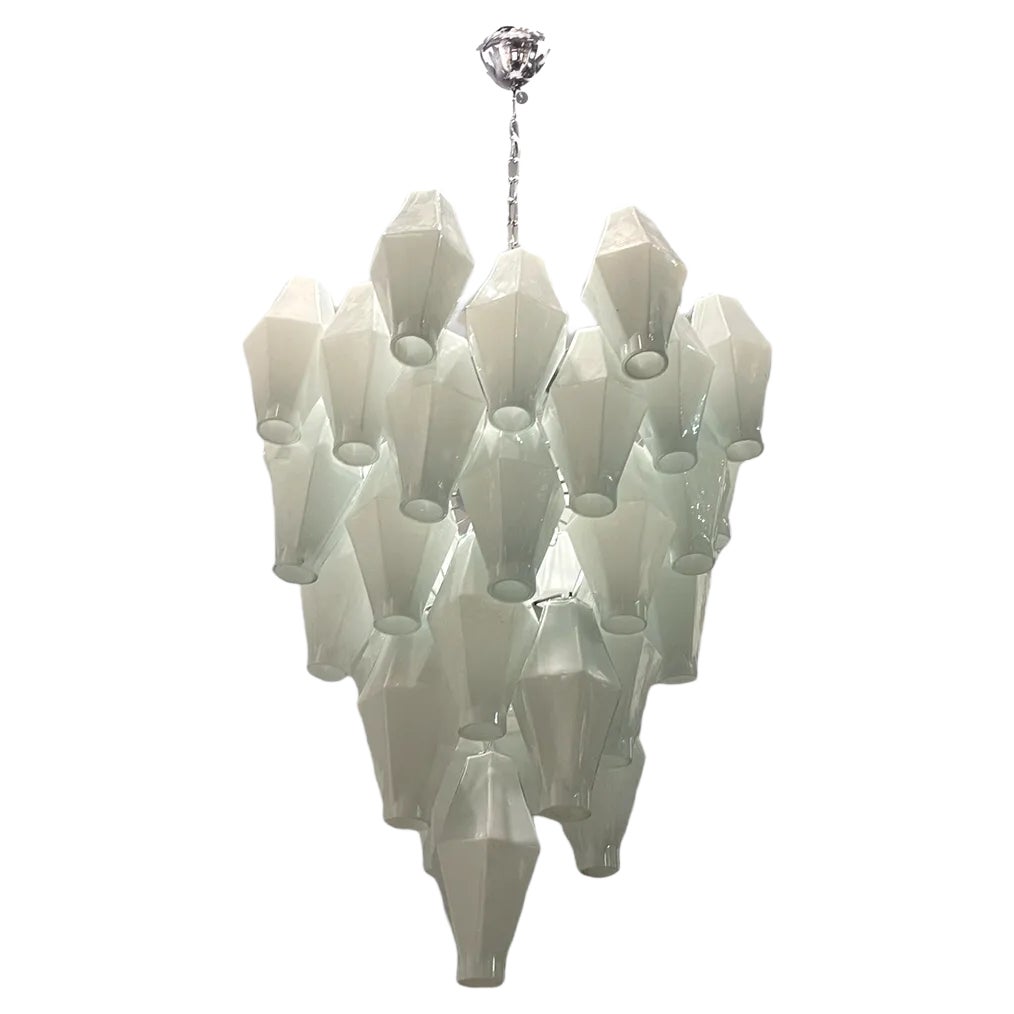 White Murano Glass Polyhedra Chandelier, 1970s | Chairish