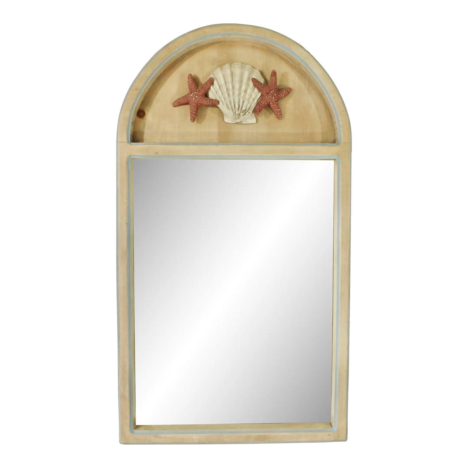 Large Vintage Coastal Nautical Palm Beach Solid Natural Wood Seashell ...