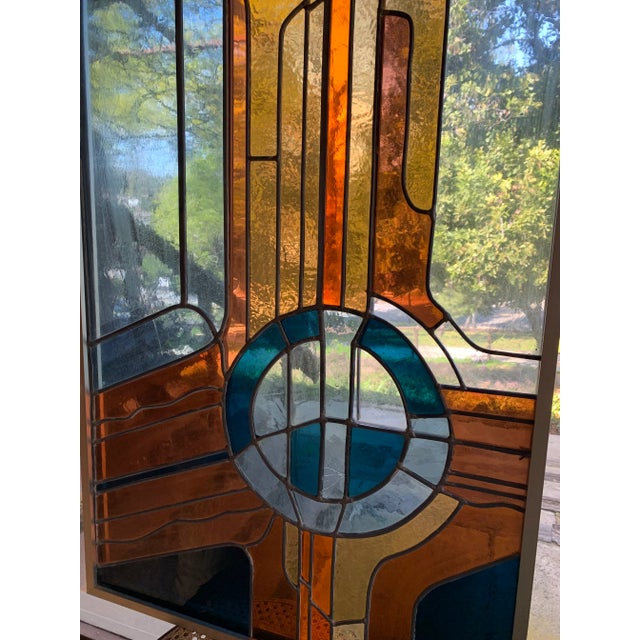 Vintage Modernist Outrageous Artist Made Stained Glass Hanging Panel ...