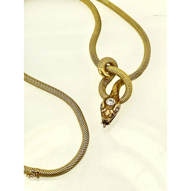 Circa 1900 18k Diamond Head Snake Necklace | Chairish