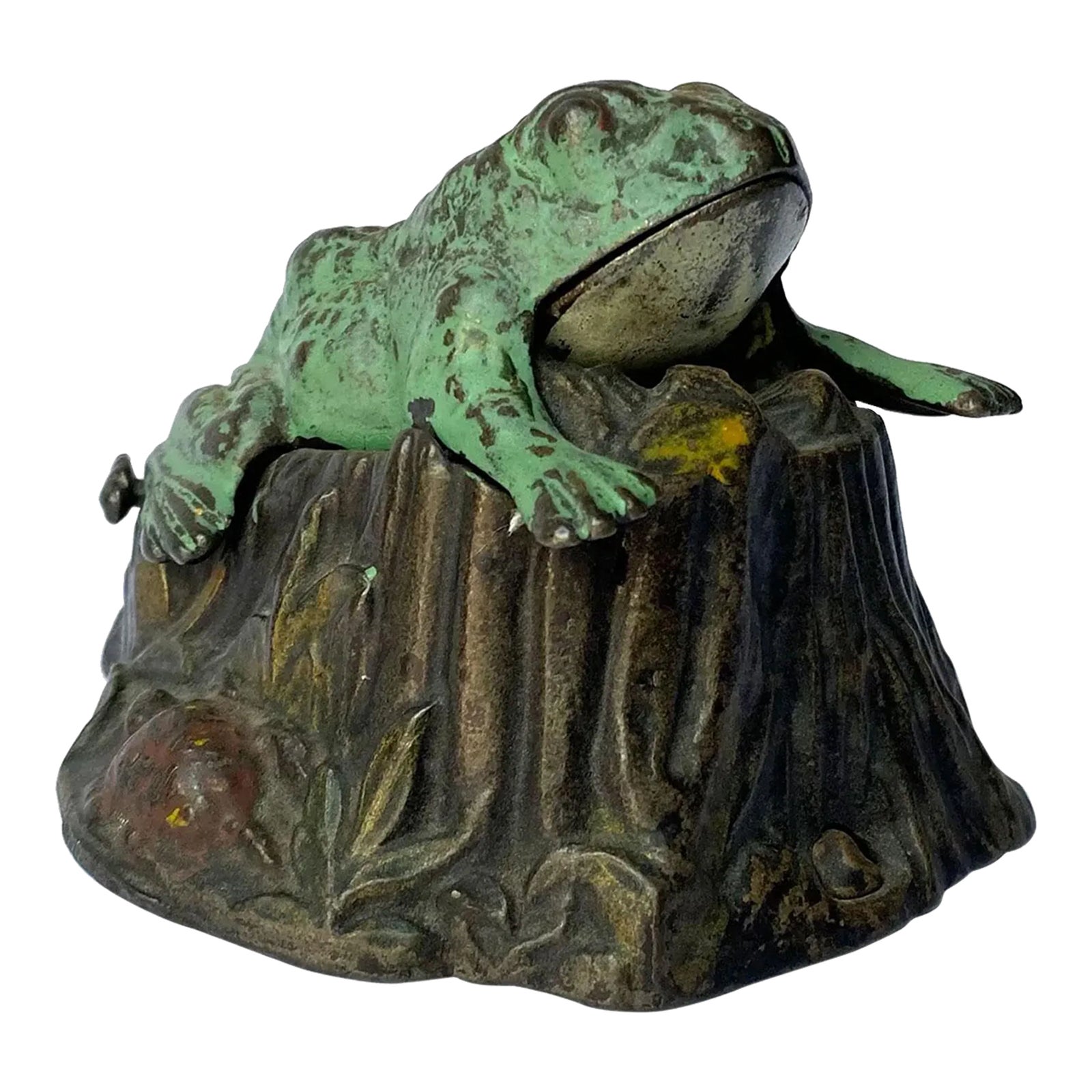 19th Century American J. & E. Stevens Painted Cast Iron Toad-On-Stump ...