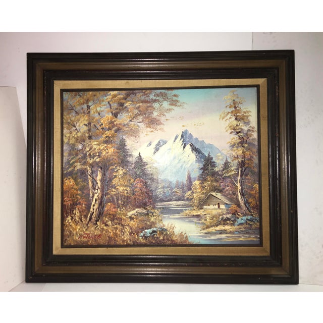 Vintage Mitchell Oil Illustration on Canvas of Landscape | Chairish