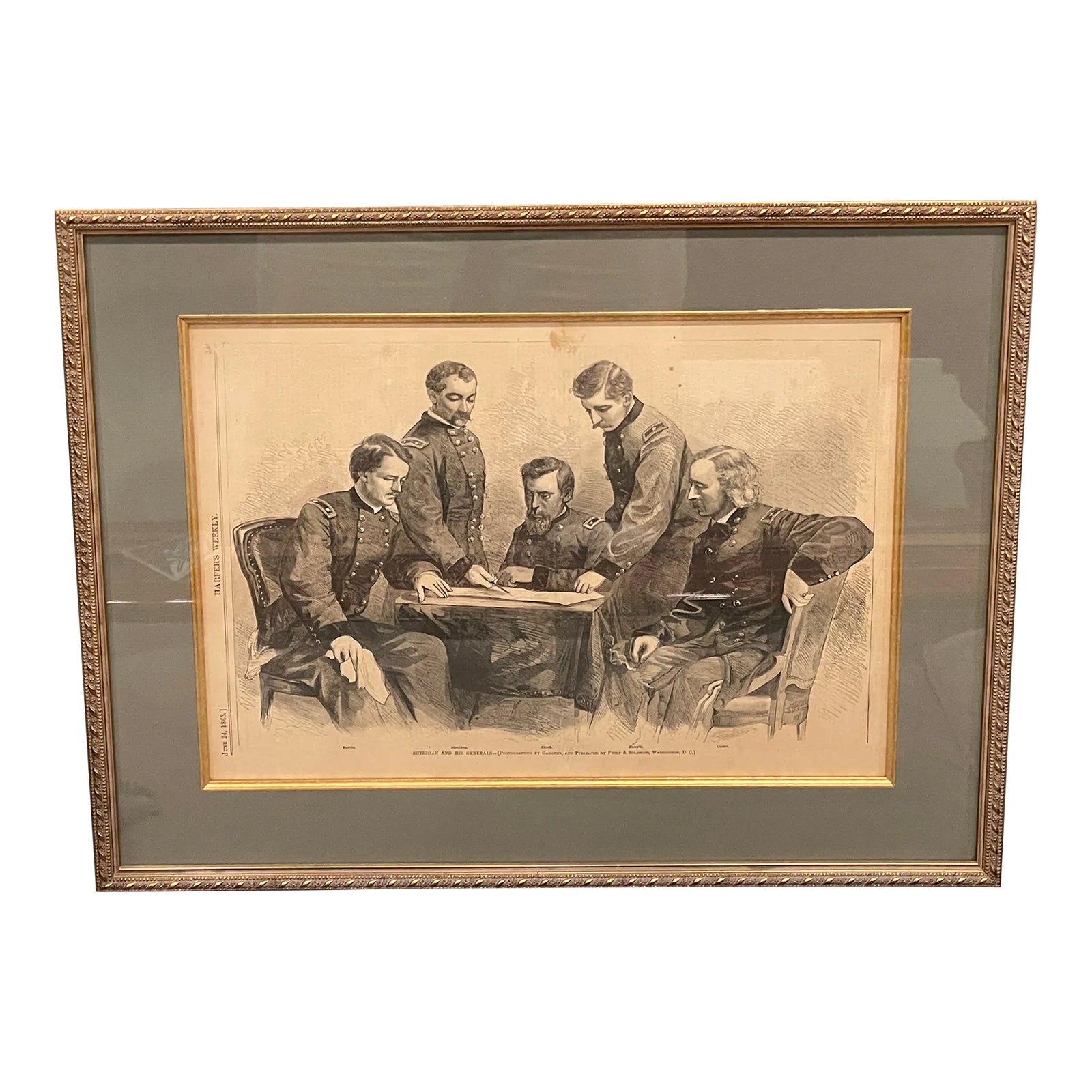 1865 Harper's Weekly Framed Drawings Focused on General Philip Sheridan ...