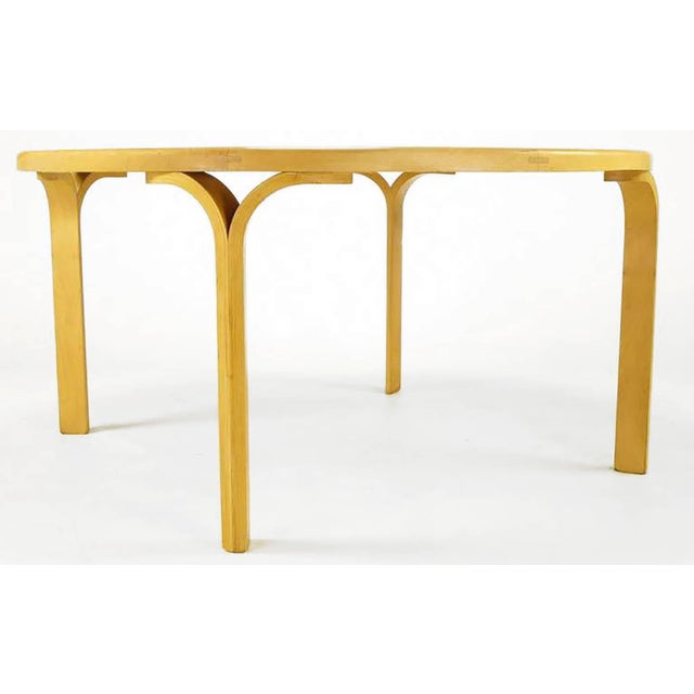 Round Inset Tile and Rift Cut Birch Y-Leg Scandinavian Dining Table ...