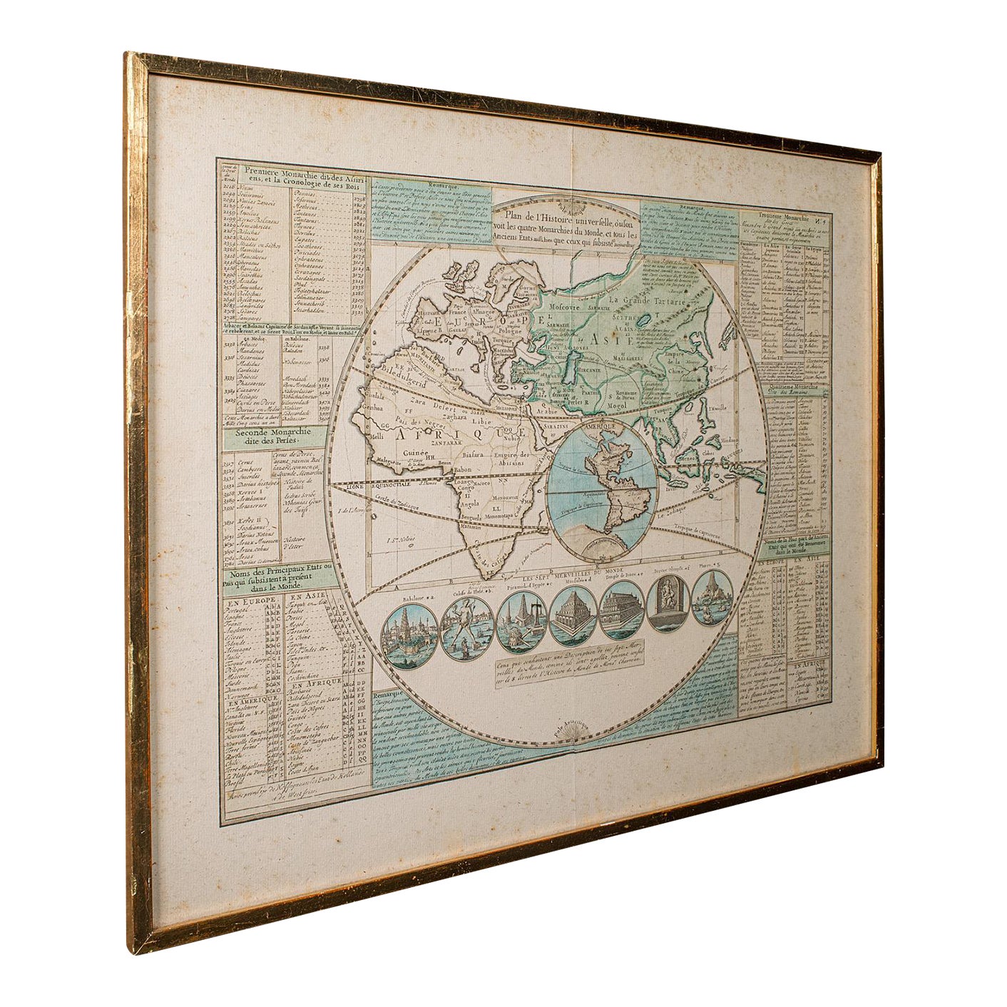 Antique Plan De l'Historie Universelle World Map, Framed Cartography ...
