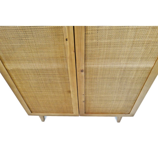 Honey Pine & Cane Storage Cabinet | Chairish