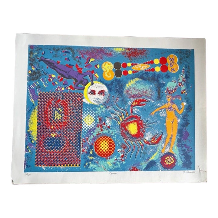1970s Cancer, Vintage Astrology Serigraph Print by Leo Russell | Chairish