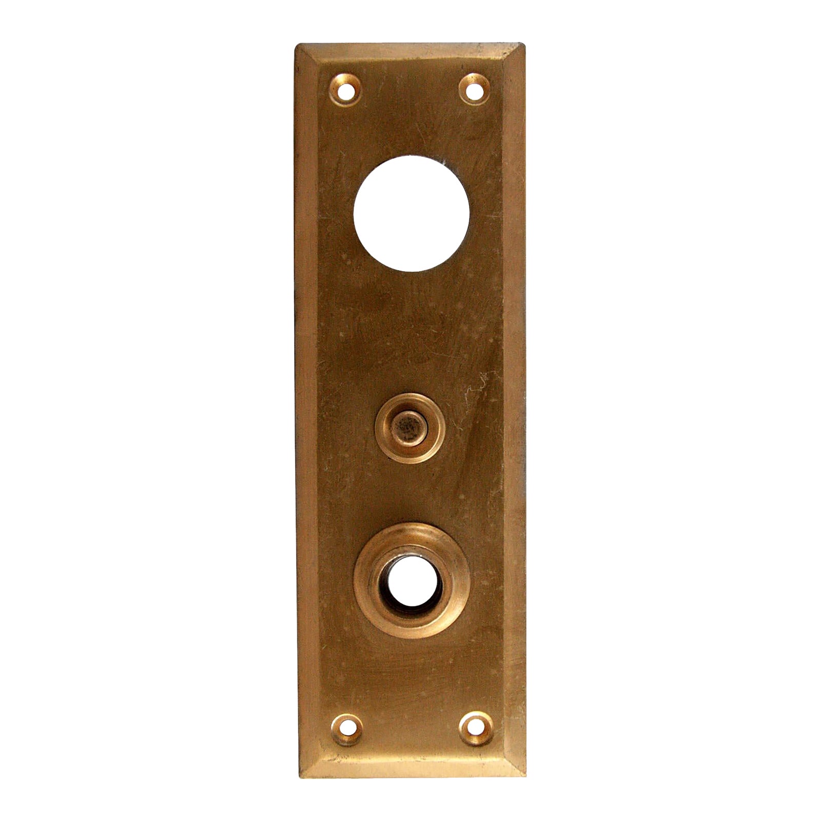 8 In. Plain Brass Door Back Plate With Doorbell | Chairish