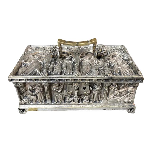 1920s Antique Gothic Revival Bronze Reliquary Casket Box With Repose ...