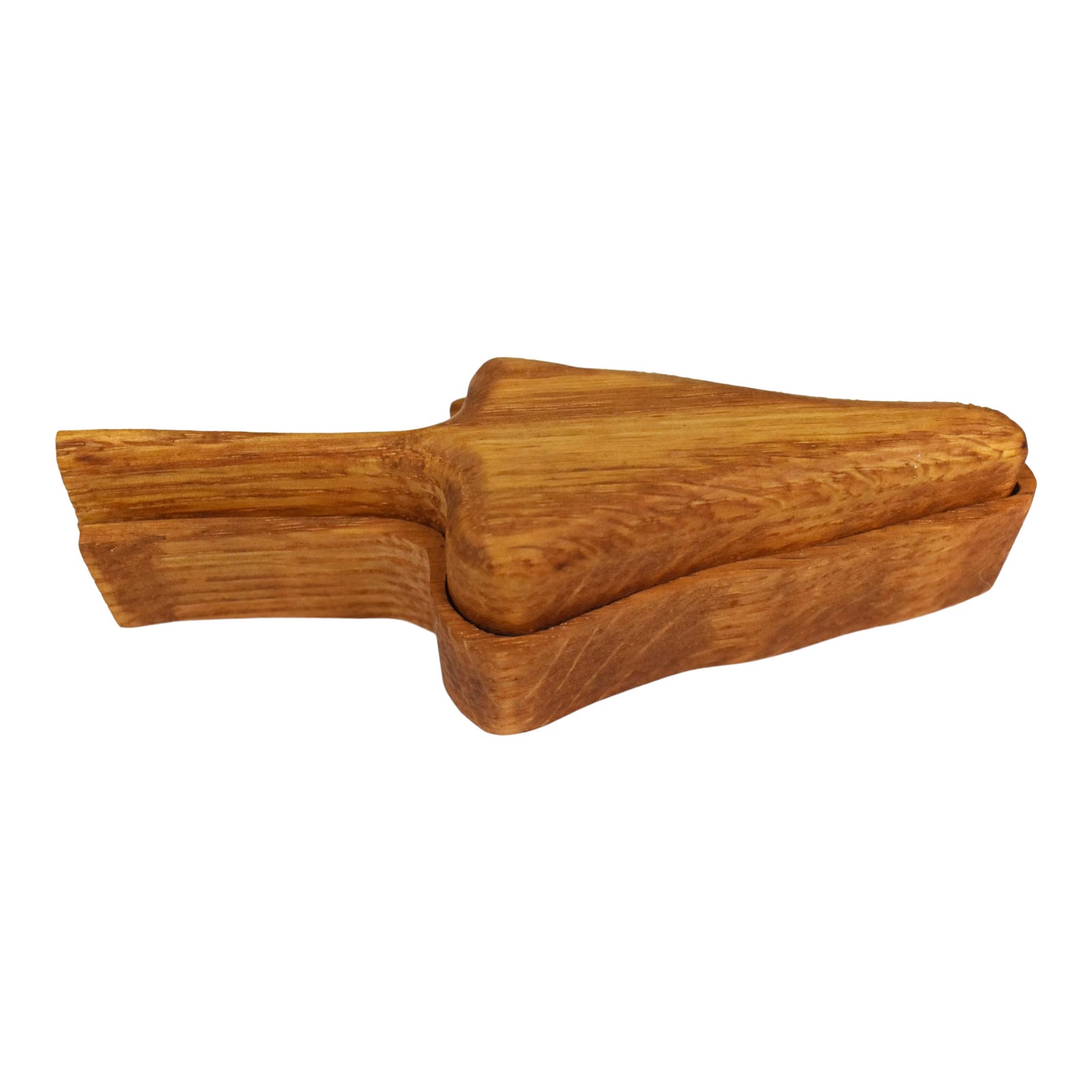 Vintage Handmade Wooden Leaf Shape Box | Chairish