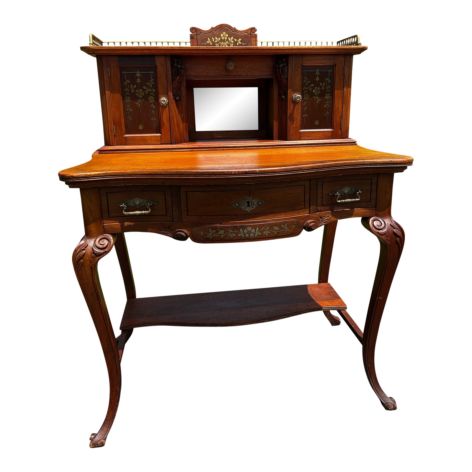 Antique Mahogany 1958 Ladies Writing Parlor Desk | Chairish