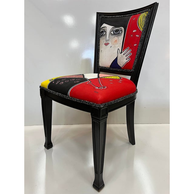 Vanessa Iacono Abstract Functional Art Painted Accent Chair | Chairish