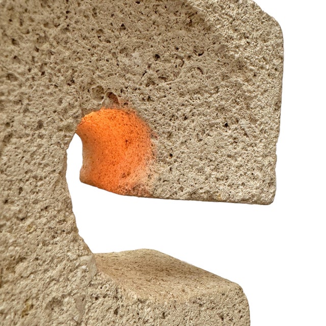 French Modernist Carved Stone Lamp | Chairish