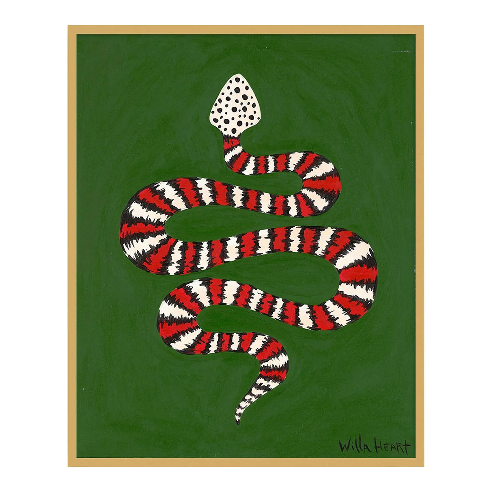 Key Lime Chiffon the Snake by Willa Heart in Gold Frame, Small Art ...