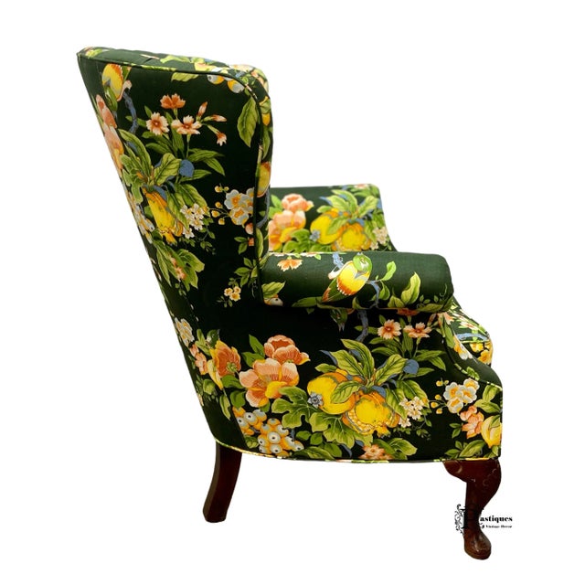 Vintage Traditional Chippendale Style Channel Back Floral Print ...