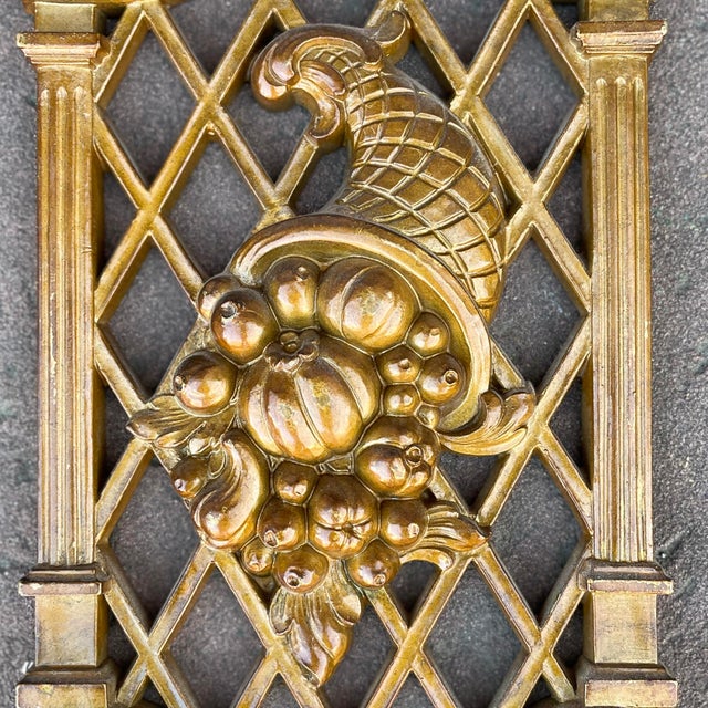 Vintage Molded Resin Wall Hanging “Cornucopia on Wooden Trellis” Syroco ...