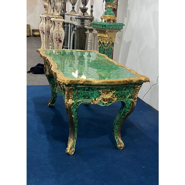 1960s Faux Malachite Bronze French Desk Malachite Imitation Wooden Desk ...
