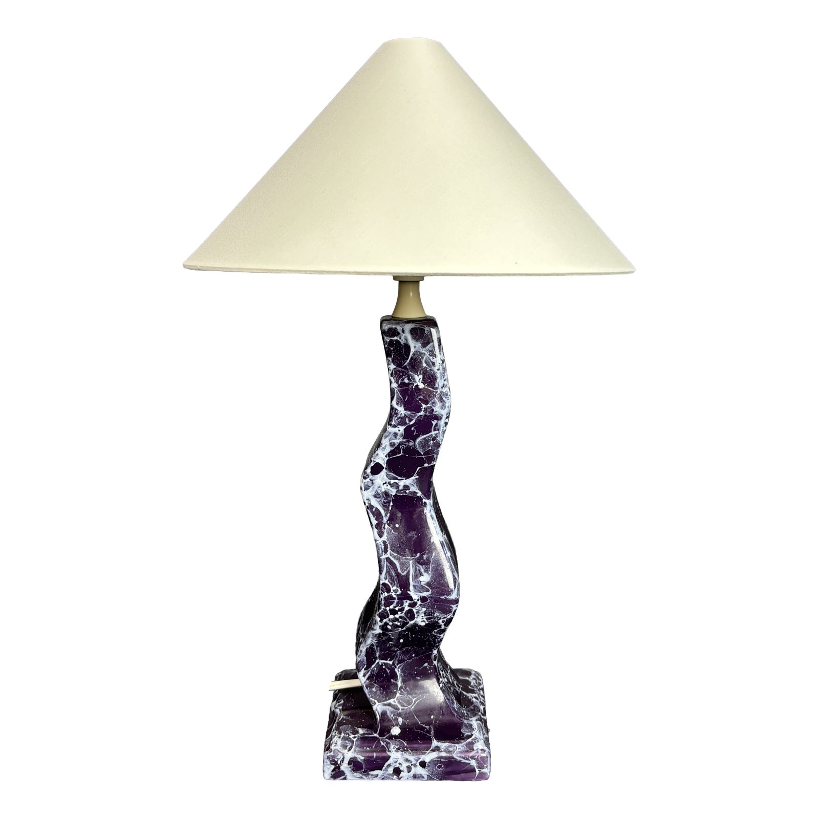 Postmodern French Zig Zag Faux Marble Table Lamp, 1980s | Chairish