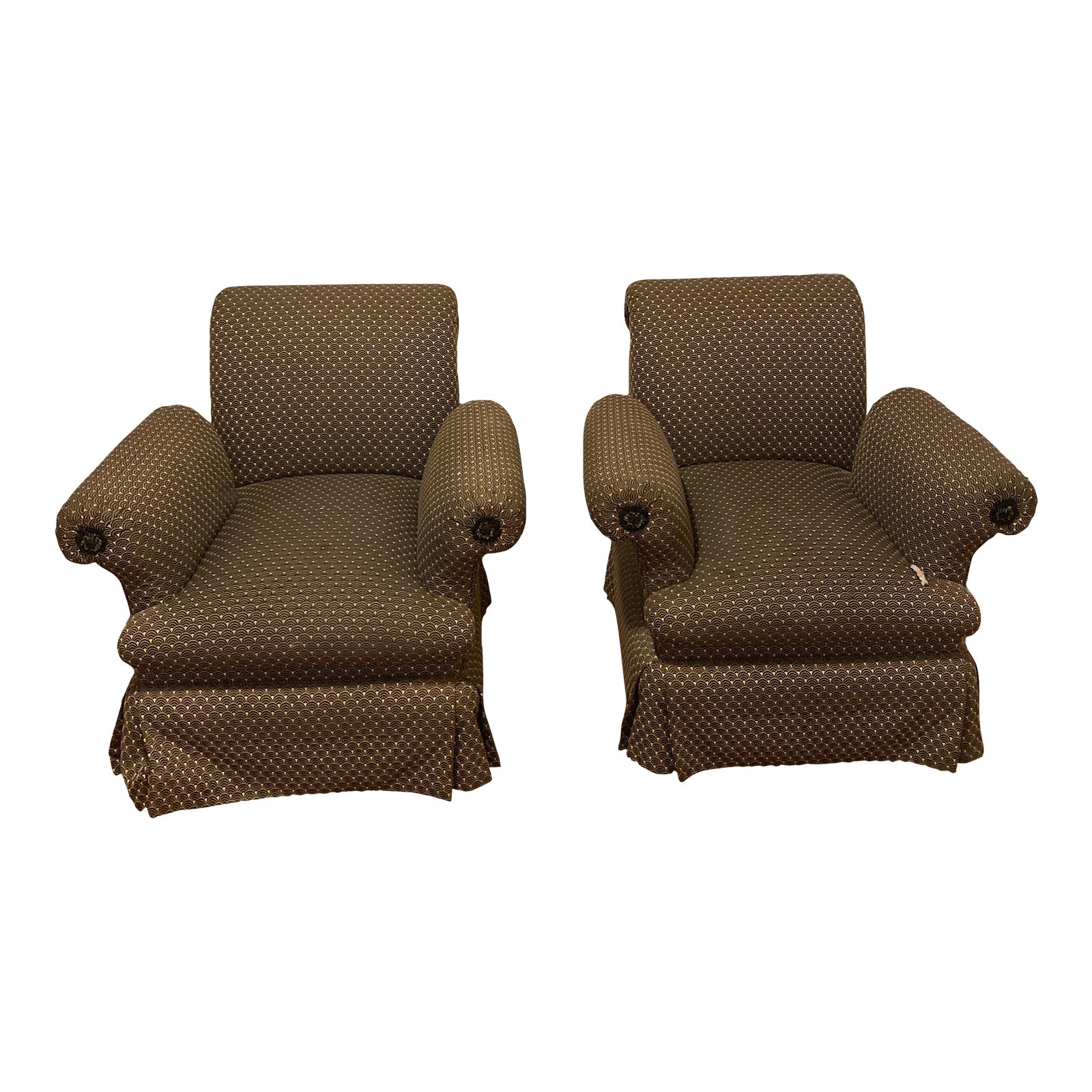 1960s Interior Crafts Inc. Rolled Armchairs Set of 2 | Chairish