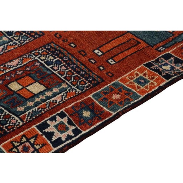 1950s Vintage Tribal Rug in Orange, Red and Blue Pictorial Patterns ...