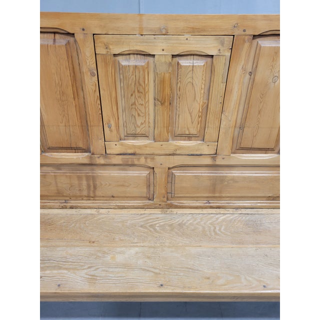Antique Rustic Pine Long Settle Bench Banquette Seating With Cushion | Chairish
