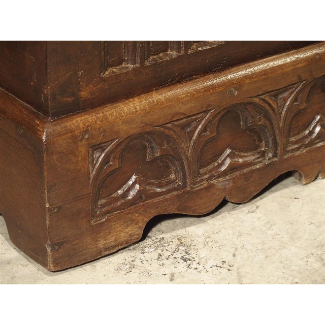 Small 17th Century French Gothic Trunk in Carved Oak | Chairish