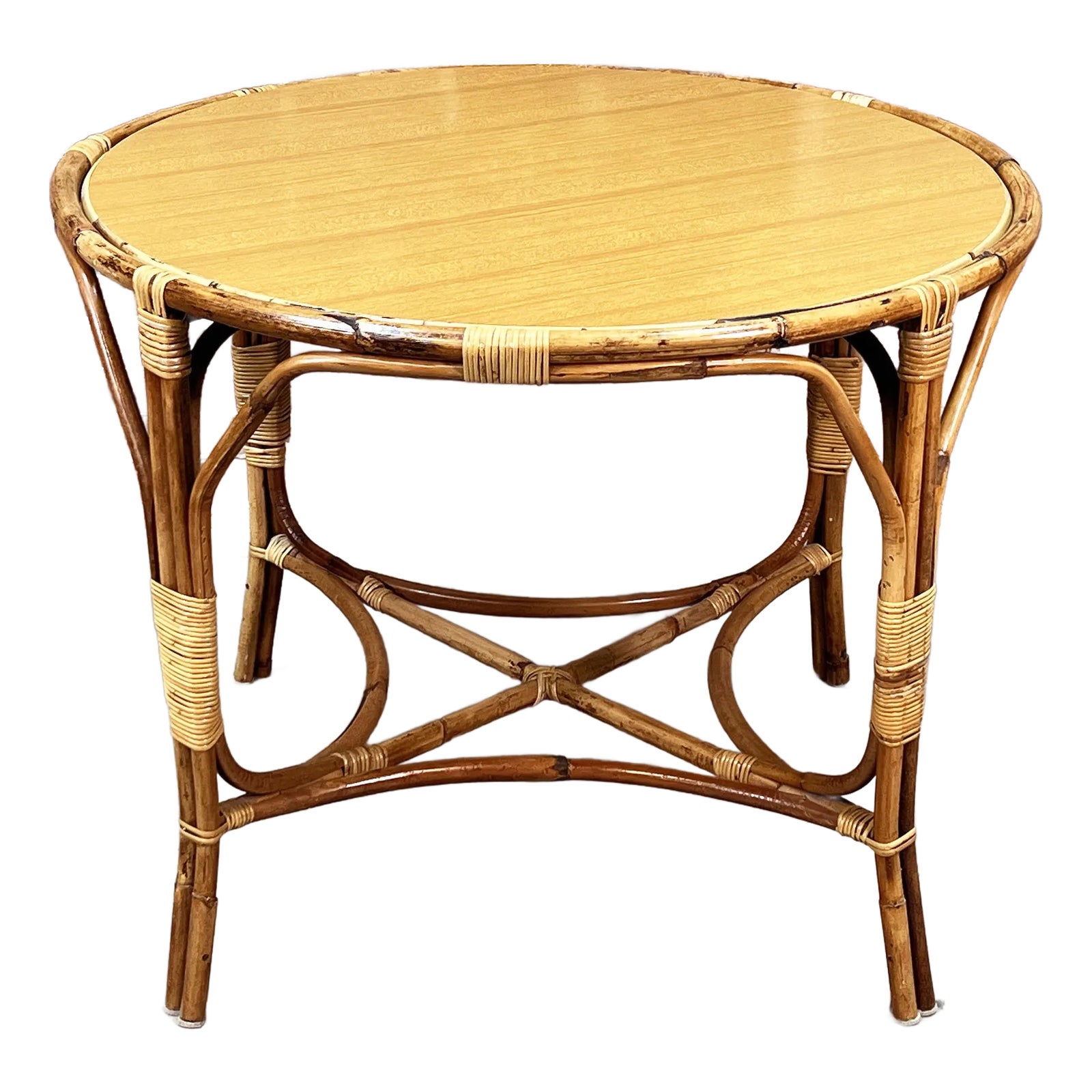 Vintage Mid Century BoHo Chic Bamboo Game Table With Reversible Top ...