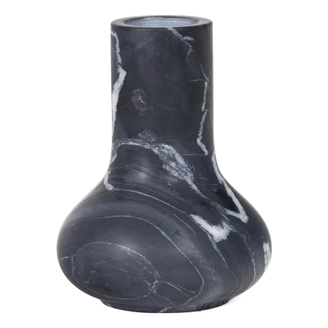 Jasper Marble Vase Large, Black | Chairish