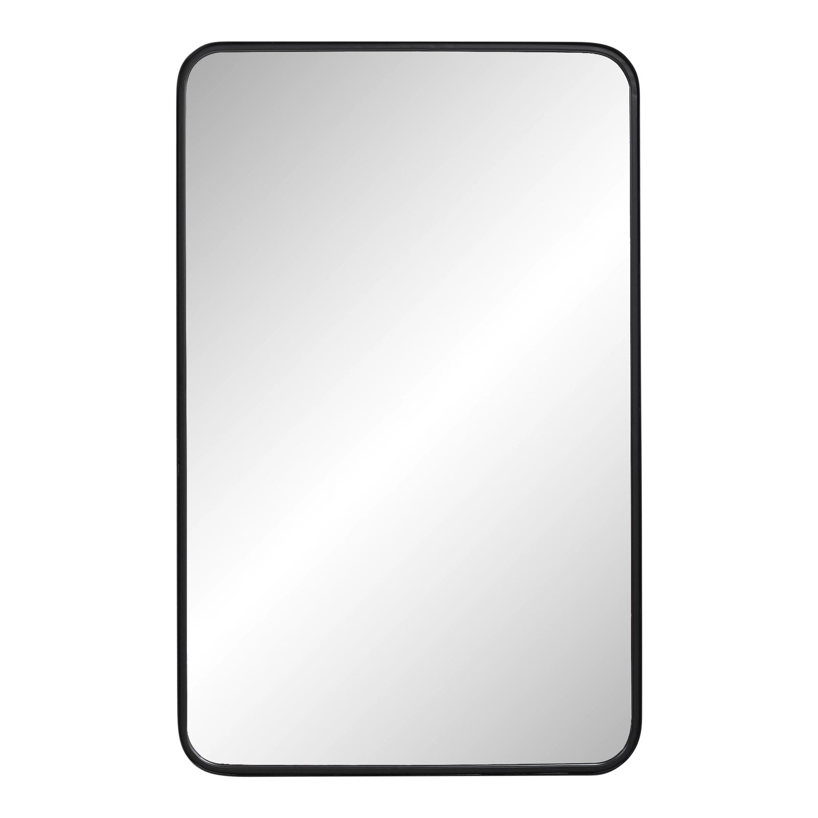 Soft Cornered Thin Black Rectangular Mirror | Chairish