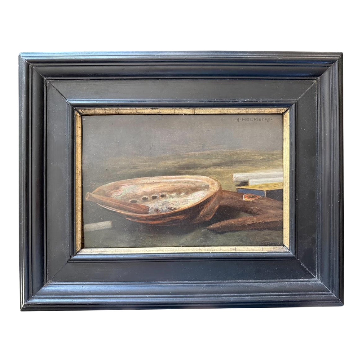 Mid 19th Century Still Life Painting a Homberg Shell Cigar Cigarettes ...
