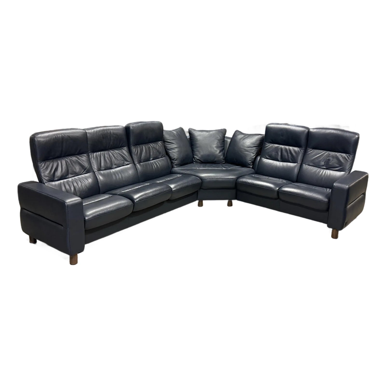 Ekornes Stressless Paradise Sectional in Navy Blue Aniline Leather ...