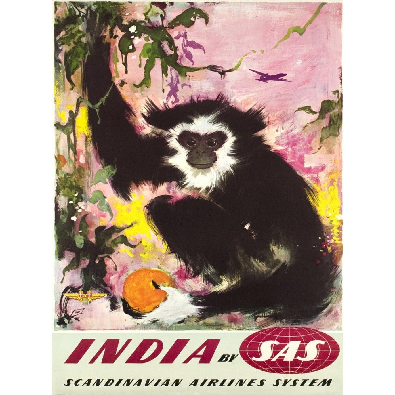 1955 Scandinavian Airlines System India by Sas Poster | Chairish