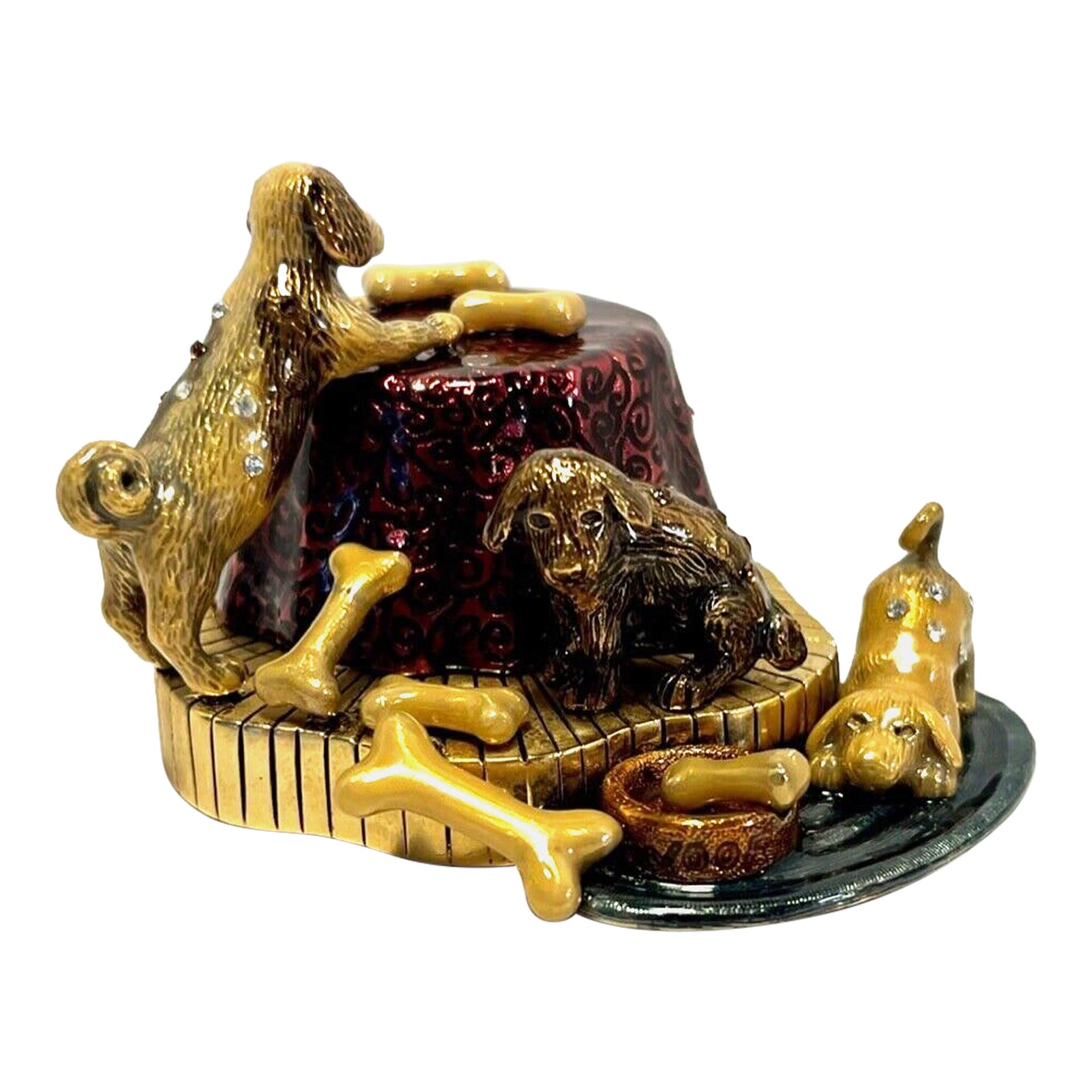 2000 Wendy Reed Dogs & Bones Enamel Mini Sculpture With Swarovski ...