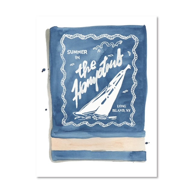 Furbish The Hamptons Matchbook Watercolor Print, 5" x 7" | Chairish
