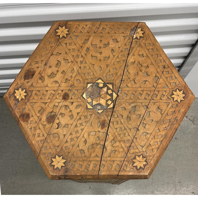 Early 20th Century Hexagonal Moroccan Style Side Table | Chairish